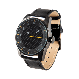 Black chrome leather watch